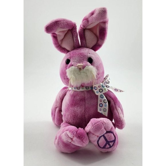 GANZ | Toys | Ganz Plush Purple Peace And Love Bunny Rabbit Ribbon Bow ...